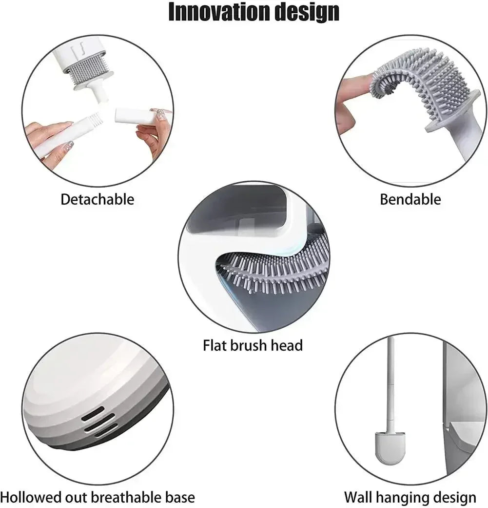 Silicone Toilet Brush – Flexible Wall-Mounted Bathroom Cleaner ...